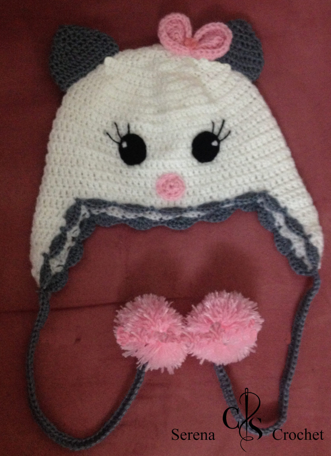 Bonnet chat rose au crochet Hand-Made - Serena Crochet